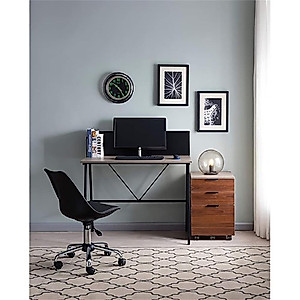 JJS 3 Drawer Rolling Wood File Cabinet with Locking Wheels, Home Office Portable Vertical Mobile Wooden Storage Filing Cabinet for Letter Size, Brown