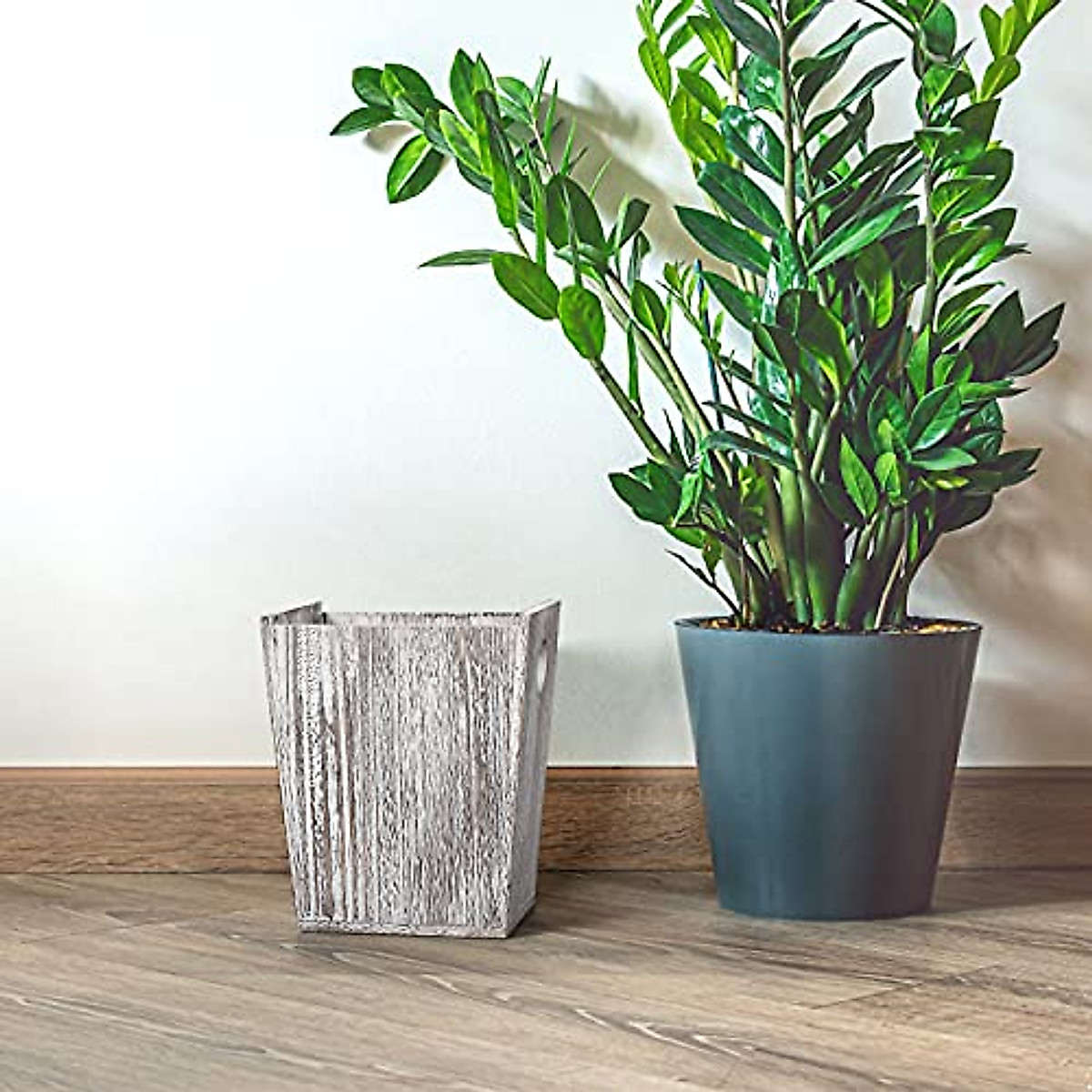 LIANTRAL Trash Can Wastebasket, 2-Gallon Waste Basket Wooden Small Rustic Trash Can Garbage Container Bin for Bathroom, Bedroom, Kitchen, Office