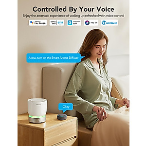 GoveeLife Smart Essential Oil Diffuser with Alexa Voice App Control for Home Office Bedroom, 300ml Quiet Cool Mist Aroma Diffuser with 2 Mist Modes, White Noise, Waterless Auto Off/Alarm