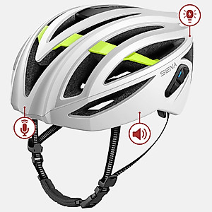 Sena R2 Road Cycling Smart Bluetooth Helmet (Matte White, Medium)