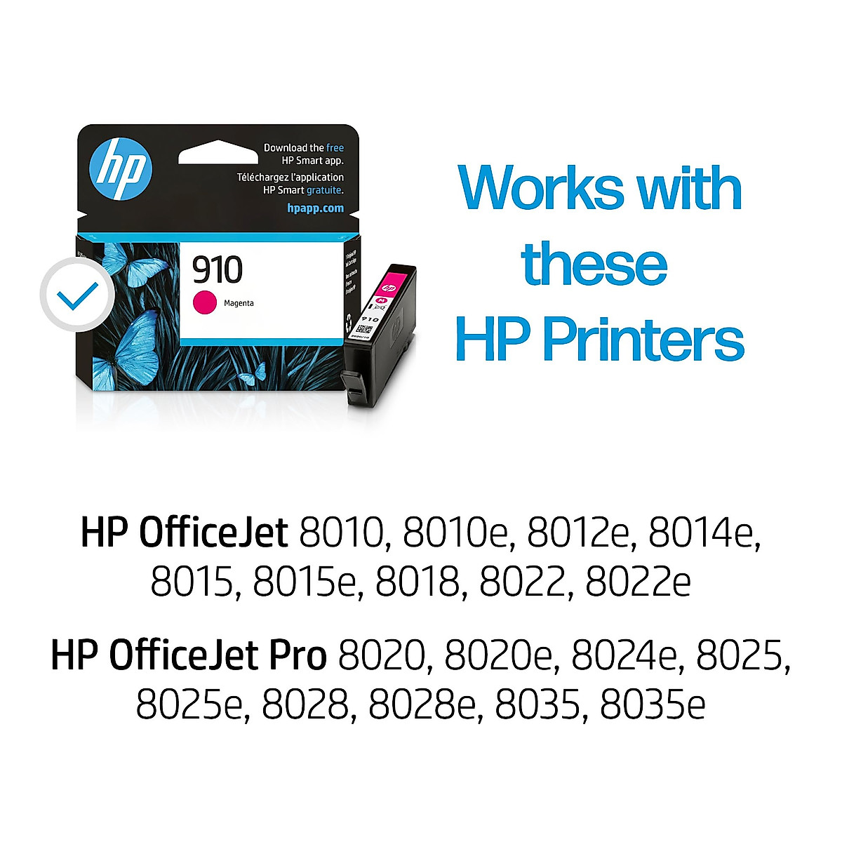 HP 910 Magenta Ink Cartridge | Works with HP OfficeJet 8010, 8020 Series, HP OfficeJet Pro 8020, 8030 Series | Eligible for Instant Ink | 3YL59AN