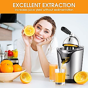 ChefVille CJ02 Electric Citrus Juicer, Electric Orange Juicer Squeezer with 2 Cones for Easy Use, Large Capacity Juice Container for the Whole Family, Party, Commercial Use, exprimidor de naranjas electrico