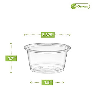 {2 oz - 200 Cups} Clear Diposable Plastic Portion Cups No Lids, Small Mini Containers For Portion Controll, Jello Shots, Meal Prep, Sauce Cups, Slime, Condiments, Medicine, Dressings, Crafts, Disposable Souffle Cups & Much more