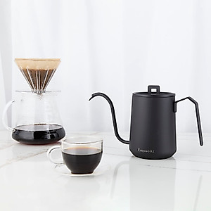 Easyworkz Gooseneck Pour Over Coffee Kettle 20 oz Stainless Steel Hand Drip Coffee Pot With Long Narrow Spout, Matte Black