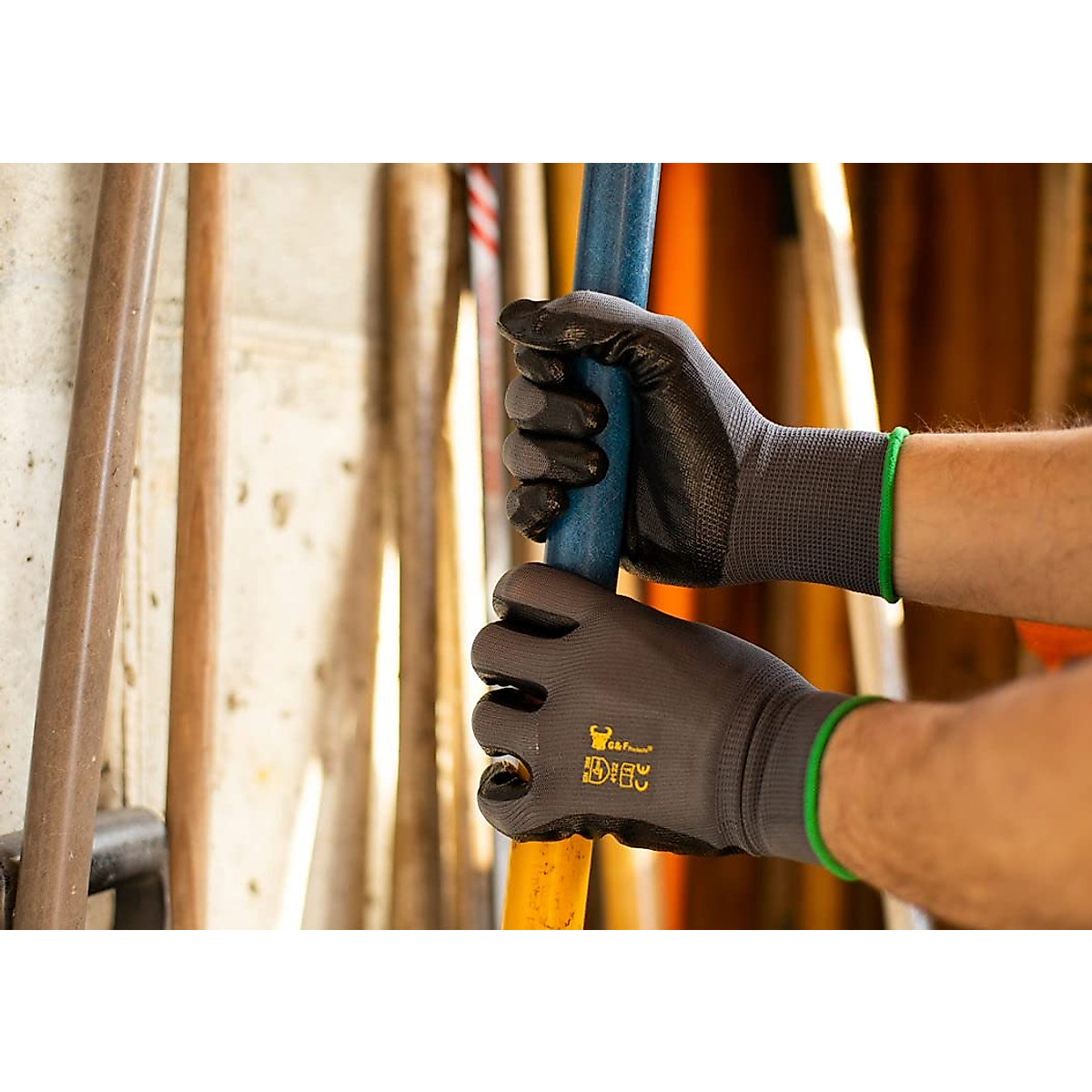 G & F Products 12 PAIRS Mens Working Gloves with Micro Foam Coating - Garden Gloves Texture Grip - men’s Work Glove For general purpose, construction, yardwork, Medium, Model:1519M-12