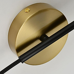 VUCICA Rotatable Gold Wall Lamp with Plug in Cord and Switch Plug in Wall Sconce Black Bedside Reading Light E27 Adjustable Modern Wall Lighting Fixture for Bedroom Bed Side Hotel Study Room