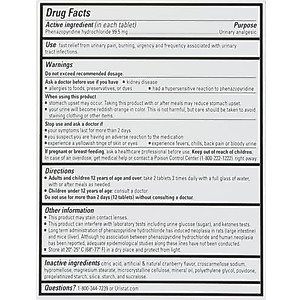 Uristat Ultra UTI Pain Relief Tablets, Fast Urinary Tract Infection Relief of Urinary Pain, Burning, Urgency, Maximum Strength, Cranberry Flavored Coating, 30 Tablets