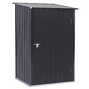 Outsunny 3.3' x 3.4' Outdoor Storage Shed, Galvanized Metal Utility Garden Tool House, 2 Vents and Lockable Door for Backyard, Bike, Patio, Garage, Lawn, Dark Gray