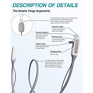 AirPods Strap with Smart Portable Power Supply for AirPods Pro 1, Airpods 1/2/3, Anti-Lost Neck Rope with Charger Power Bank (Not for AirPods Pro 2)