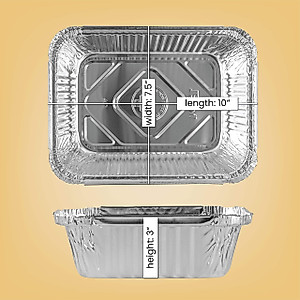 PLASTICPRO Disposable 5 LB Aluminum Takeout Tin Foil Baking Pans 7'' X 10'' X 3'' Inch Bakeware - Cookware Perfect for Baking Cakes,Brownies,Bread, Meatloaf, Lasagna, Pack of 10