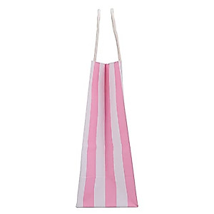 RNORRI Gift Bags 50Pcs 5.25x3.75x8 Inch Paper Bags Small Pink And White Bags Pink Party Bags Shopping Bags With Handles, Striped Bags For Baby Shower, Birthday, Business, Retail