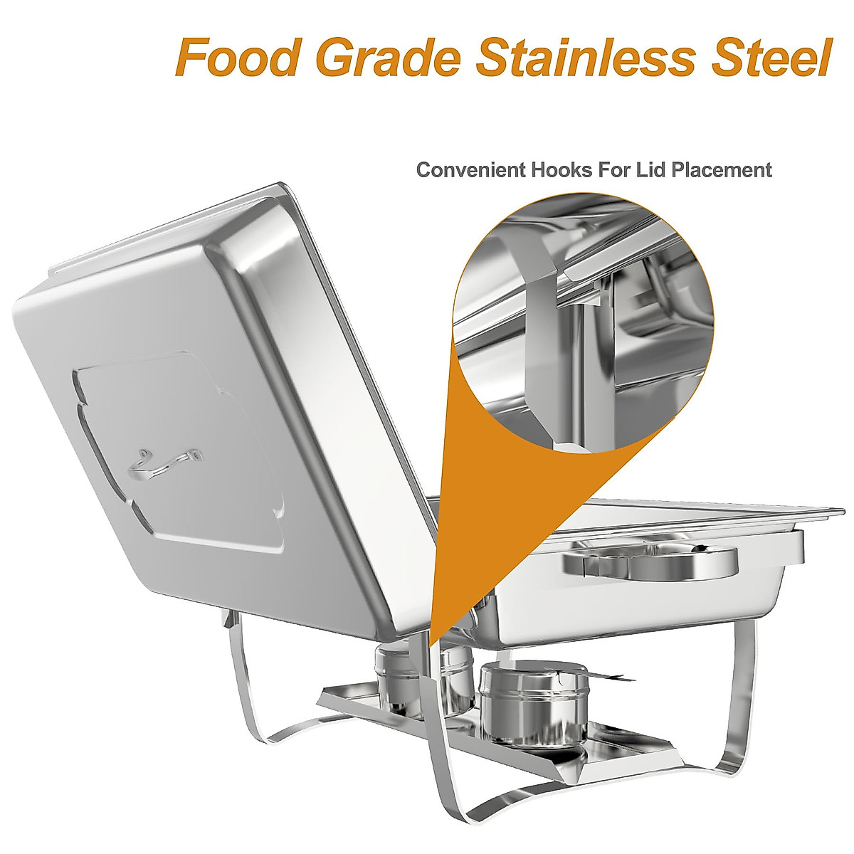 Lifezcime 2 Pack Chafing Dishes Buffet Set, 8QT Stainless Steel Chafers with Foldable Frame, Catering Food Warmers with Full Size & Half Size Pans for Weddings, Party, Banquet