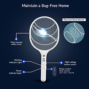 Himalayan Glow Bug Zapper, Electric Fly Swatter Rechargeable Racket, Mosquito Repellent 3,000 Volt, USB Charging Cable Best Use for Indoor & Outdoor - 2 PCS