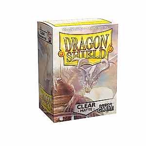 Dragon Shield Standard Size Sleeves – Matte Clear Non-Glare 100CT - Card Sleeves are Smooth & Tough - Compatible with Pokemon, Yugioh, & Magic The Gathering Card Sleeves – MTG, TCG, OCG, (ART11801)