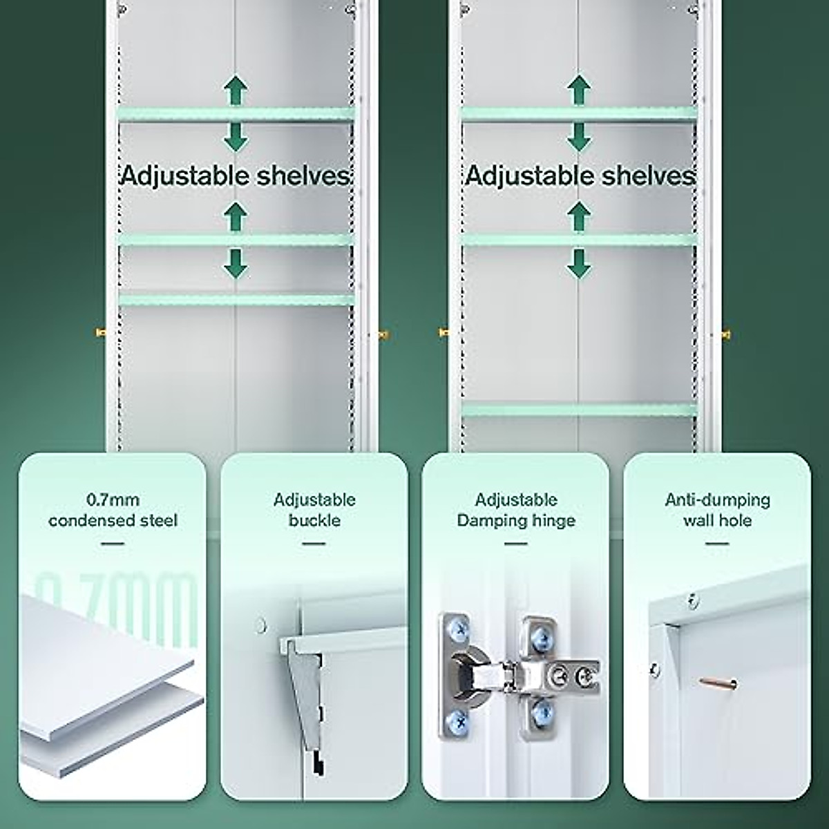 IRONMIX Enclosed Bookshelf with Acrylic Door and Adjustable Shelves, 70 Inch Tall Storage Cabinet 5 Tier, Dust Proof Display Shelf for Home, Office - White