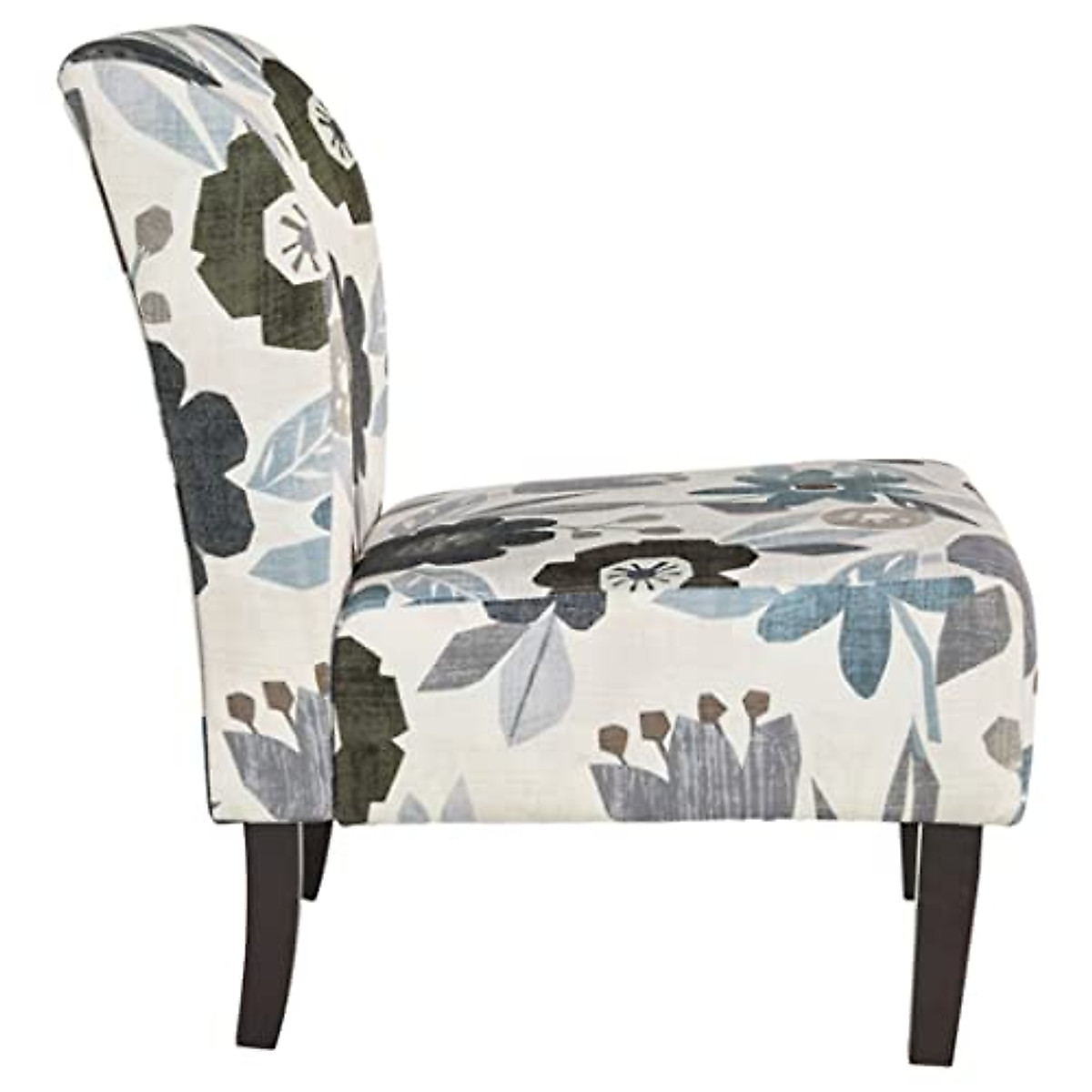 Signature Design by Ashley Triptis Floral Armless Accent Chair, White, Blue & Gray