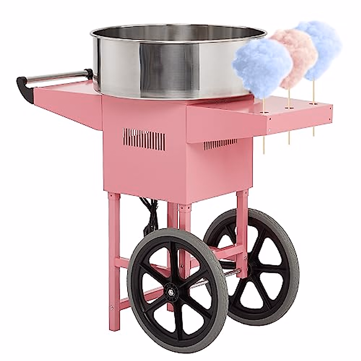 Commercial Cotton Candy Machine with Cart, Electric Floss Maker for Home, Birthday, School Function, or Social Events-Pink
