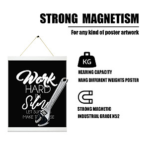 YK Artwood Picture Frame, 16 inch White Magnetic Poster Hanger, 3 Pack, for Wall Art Pictures Photos Prints Maps, Damage Free, Wide Compatibility, Wood Grain Finish