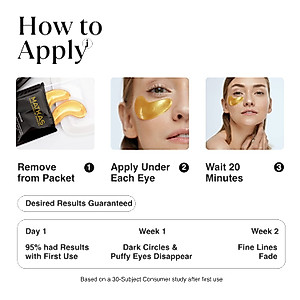 MATKAS Korean Gold Under Eye Patches for Dark Circles and Puffiness, Wrinkles - Retinol + Hyaluronic Acid + Collagen + Niacinamide, Under Eye Mask Puffy Eyes Treatment for Women Skin Care