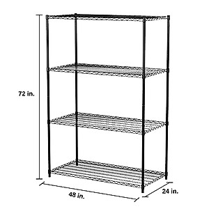 TRINITY Black 48" x 24" x 72" 4-Tier NSF Wire Shelving Rack, 48W x 24D x 72H