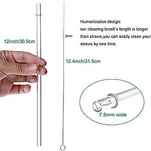 Dakoufish 12" Long Clear Reusable Tritan Replacement Drinking Straws for 40 oz,30 oz & 24 oz Mason Jar,Tumblers, Set of 12 with Cleaning Brush (12inch,Clear)