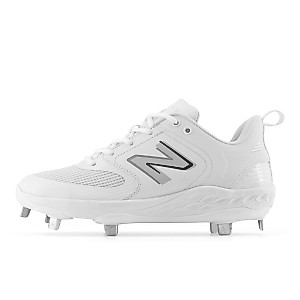 New Balance Women's Fresh Foam Velo V3 Softball Shoe, White/Rain Cloud, 10.5