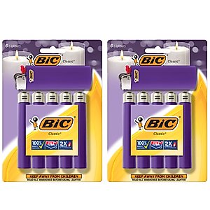 BIC Classic Maxi Pocket Lighters, Lighter for Candles, Purple Lighters (Packaging May Vary), 12 Count Pack