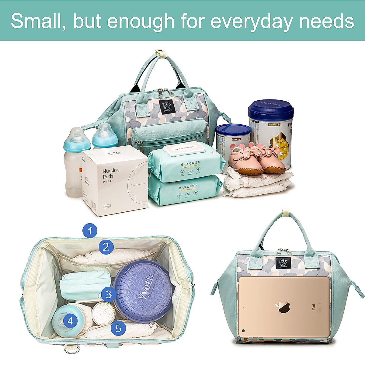 Aerobunny Small Diaper Bag Tote for Mom Dad - Mini Diaper Bag Backpack Mommy Bag Include Insulated Pocket