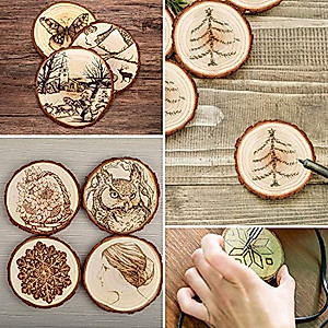 LESUMI Unfinished Natural Wood Slices with Bark - 20 Pcs 3.5-4 inch Wood Craft kit, DIY Kids Arts and Crafts Coasters Christmas Ornaments Rustic Wedding Decorations