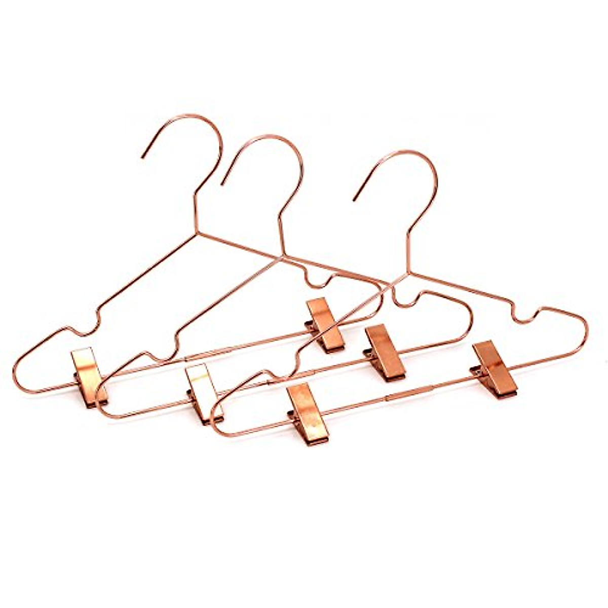 Rose Copper Gold Shiny Steel Wire Coat Clothes Garment Hangers with Clips Bar Fit Closet Hangers Koobay 12.5" (10)