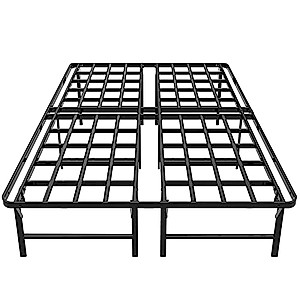 ZIYOO Full Size Folding Bed Frame, 16 Inch High, Heavy Duty 2500 lbs Support Mattress Foundation, No Box Spring Needed, Easy Assembly, Noise Free-Black