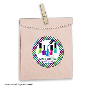 “Mani Thanks” Teacher, Staff, or Employee Appreciation Thank You Sticker Labels, 40 2" Party Circle Stickers by AmandaCreation, Great for Envelope Seals & Gift Bags
