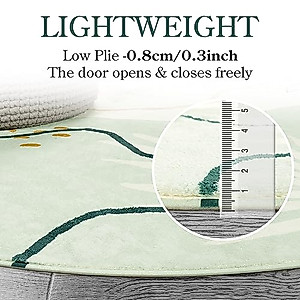 Lahome Green Botanical Print Washable Rugs - 5x7 Area Rugs for Living Room Boho Throw Large Bedroom Kitchen Rug Non-Slip Low-Plie Entryway Rug Floor Mat Carpet for Dining Laundry Room Office Rug