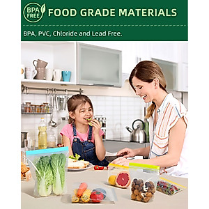 Lerine 12 Pack Reusable Gallon Freezer Bags Dishwasher Microwave Safe, Stand Up Reusable Freezer Bags 1 Gallon Silicone and BPA Free, Leakproof Food Storage Bags for Meal Prep, Kitchen Organization