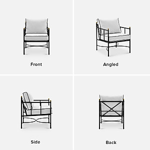 mopio Odelia 3 Piece Outdoor Furniture Set, Bistro Table and Chairs Set of 2, Premium Metal Patio Conversation Set, for Balcony, Small Apartments, Porch, Backyard, Patio Chairs Set of 2, Coffee Table