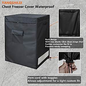 YANGSHILEI Chest Freezer Cover Deep Freezer Covers for Outside 5.0 Cubic Feet Freezer，Top with Zipper to Open Waterproof and UV protection Extend their Service Life (28"W×23"D×34"H)
