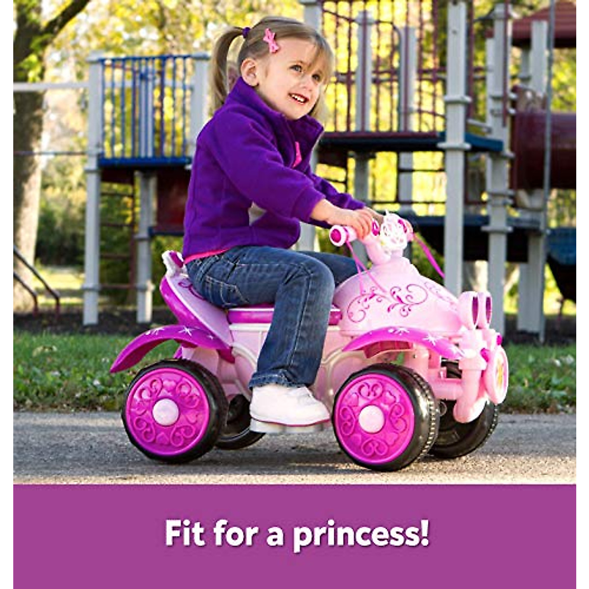 Kid Trax Toddler Disney Princess Electric Quad Ride On Toy, Kids 1.5-3 Years Old, 6 Volt Battery and Charger Included, Max Weight 45 lbs, Princess Pink