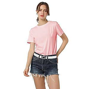 Falari Womens Stretch Belt Adjustable Web Belt Metal Buckle All Occasion Dress Belt - White