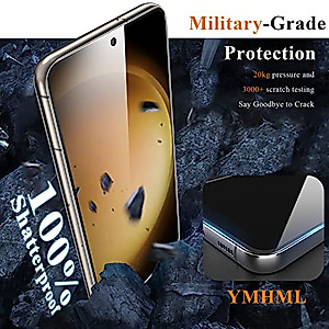 YMHML 3 Pack for Samsung Galaxy S23 Screen Protector Tempered Glass Upgrade Fingerprint Unlock Compatible with 3 Pack Camera Lens Protector, HD Clear Case Friendly Full Screen Protector for Galaxy S23