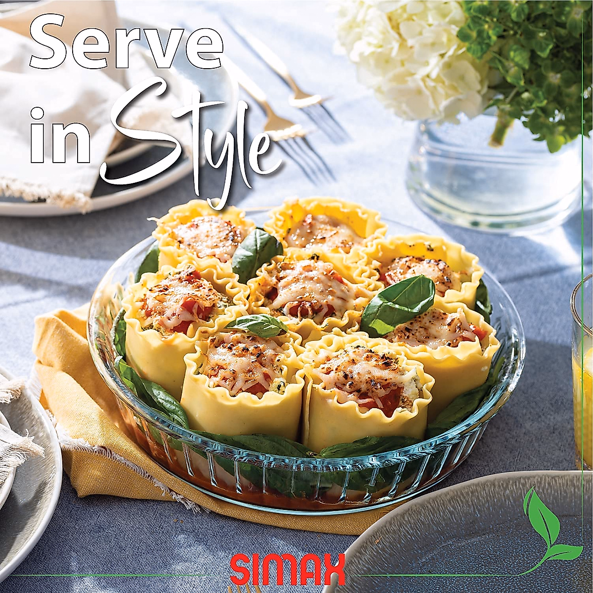 Simax Glass Pie Pan for Baking: Deep Round Pie Plate Dish Great For Apple, Pumpkin, Holiday Pies, etc. - Fluted Pie Holder - Oven Safe Tray - Borosilicate Glass Cake Tin - 10.25 Inch Large Diameter