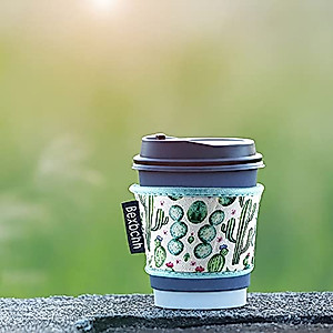 Bexbchh 4 Pack Reusable Iced Coffee Sleeves - Insulator Sleeve for Cold Beverages, Neoprene Cup Holder - Starbucks Coffee sleeve, Dunkin Coffee sleeve,More (Cactus)