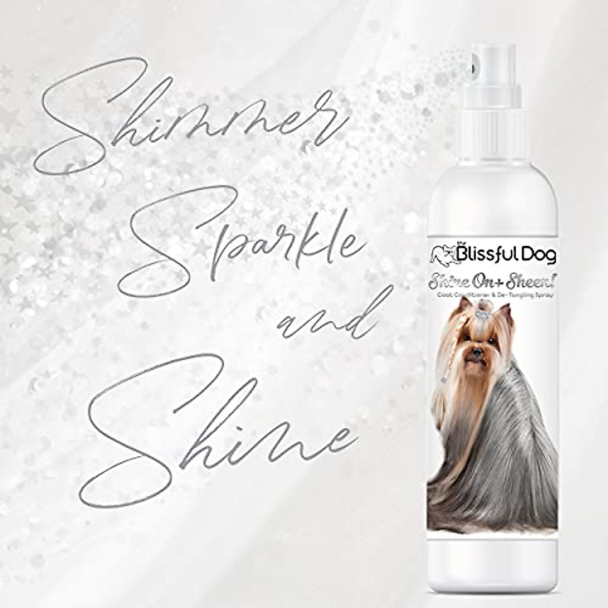 The Blissful Dog Shine-On + Sheen Coat Spray, All Natural, Leave-in Conditioner and Coat Detangler for Your Dog, 8 Oz