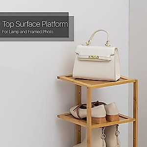 MoNiBloom Bamboo 4 Tier Narrow Shoe Rack Storage Space Saving Single Pairs Shoe Organizer for Small Spaces Corner Bedroom Hallway Entryway Balcony Patio for 6-10 Pairs, Natural