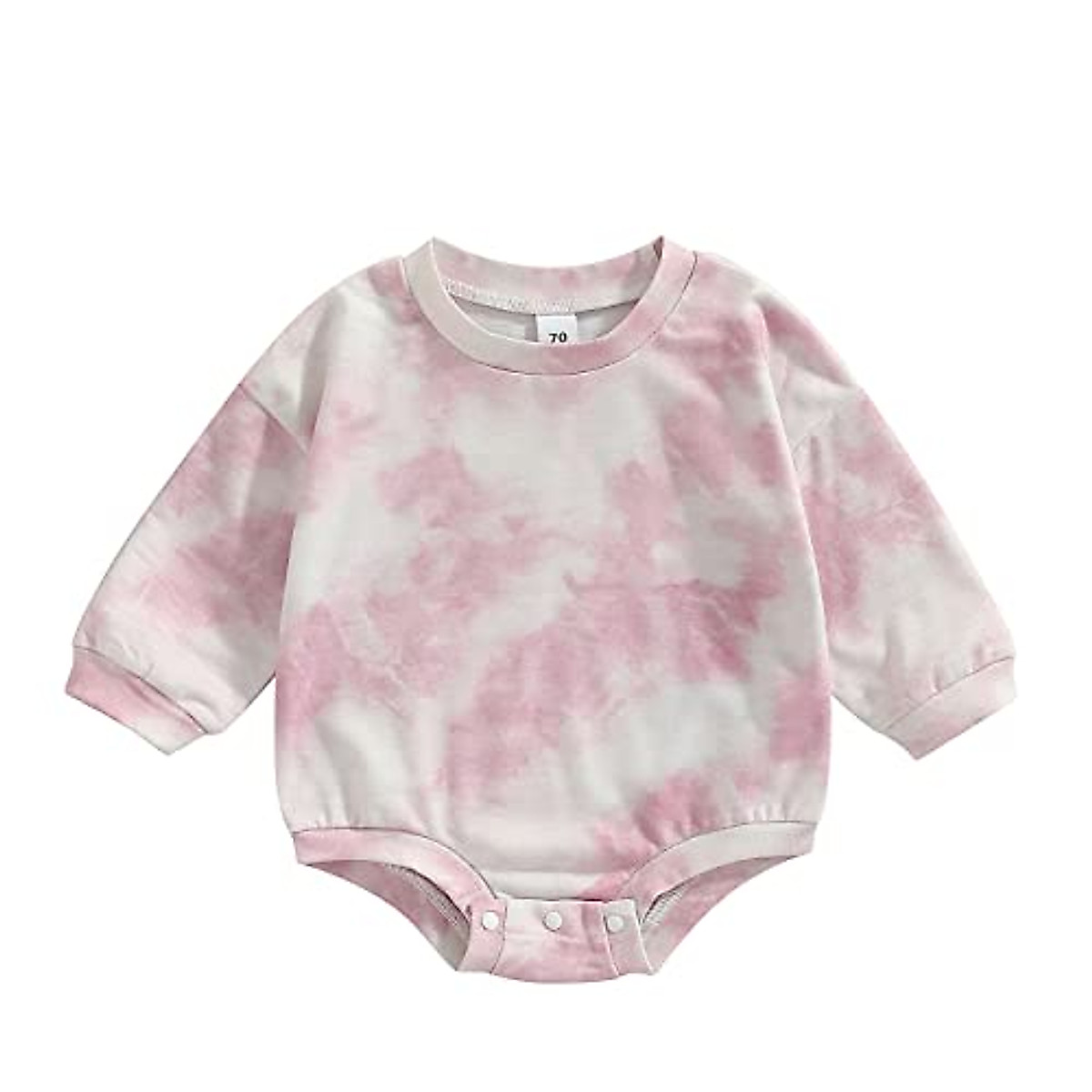 MERSARIPHY Baby Girl Sweatshirt Romper Tie Dyed Infant Girl Bodysuit Sweater Tops Fall Winter Clothes (Pink tie-dyed, 0-6 Months)