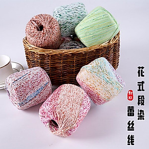 50g/Ball Colorful Lace 100% Cotton Yarn Segmental Dyeing Gradient Yarn DIY Hand Knitting Crochet Garment Doll Lace Yarn (Color : 1PC 756)