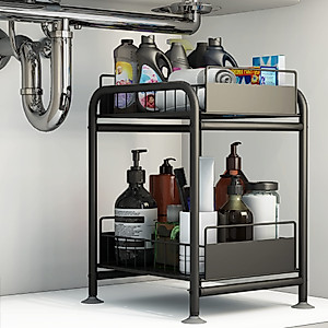 Under Sink Organizers and Storage, Stainless Steel 2-Tier Bathroom Organizer Counter, Kitchen Sink Organizers, Spice Rack, Organizers and Storage for Bedroom, Kitchen,Bathroom.