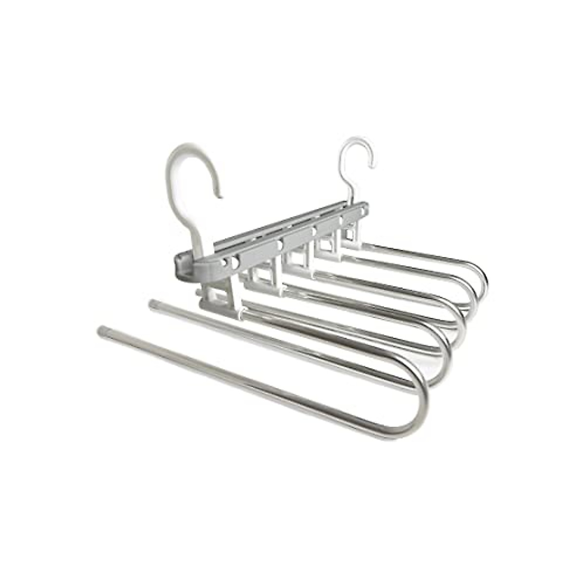 5 Tier Multi-Functional Space Saving Pants Hangers for Hanging Pants, Scarfs, Belts, Shirts, Etc. (Multiple Colors) (Grey)