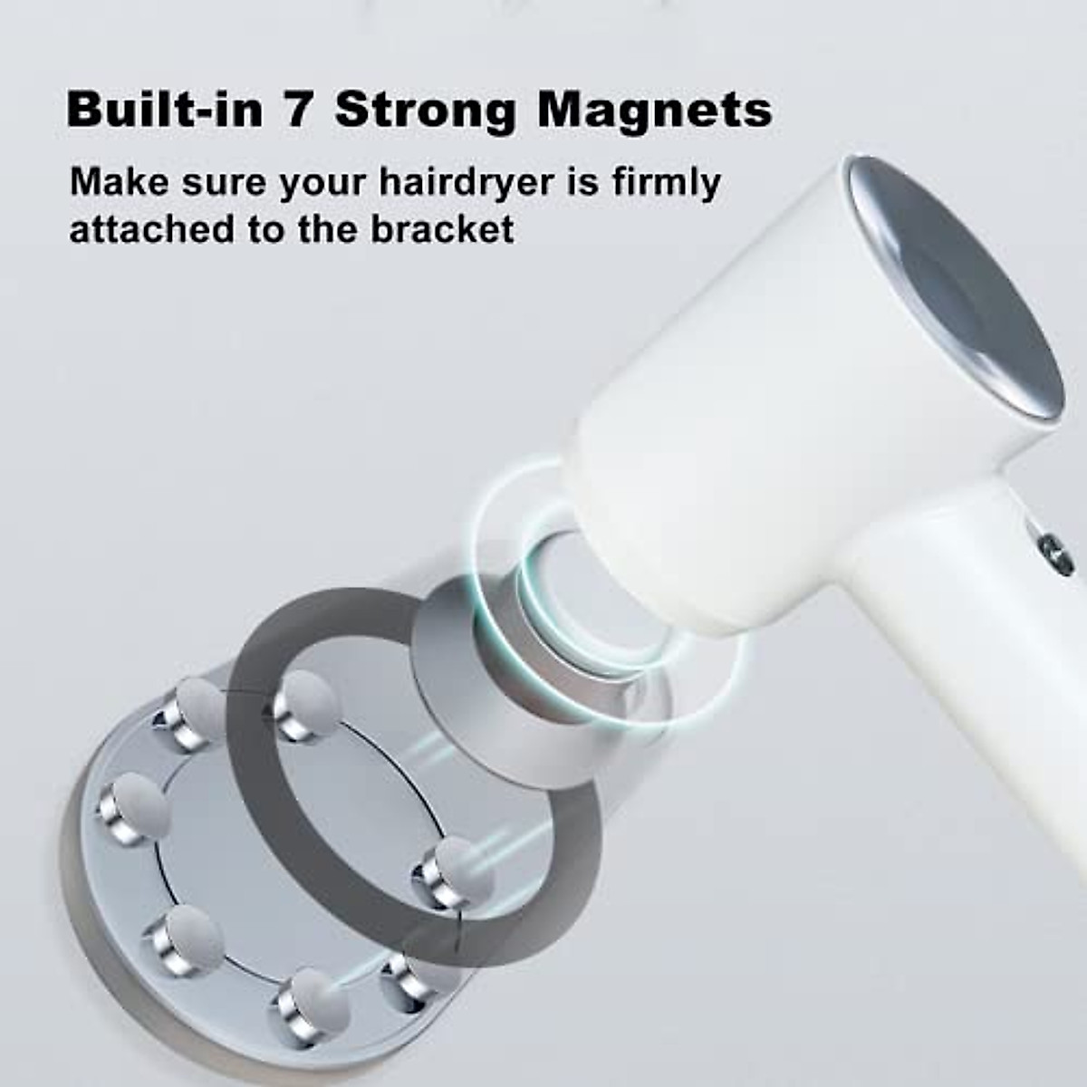 Hair Dryer Holder Wall Mounted for Laifen LF03 /Swift SE Hair Blow Dryer Wall Mount,Aluminum Alloy Bracket Magnetic Stand Holder with Power Plug Cable Organizer,Bathroom Dryer Storage Rack,Attachment