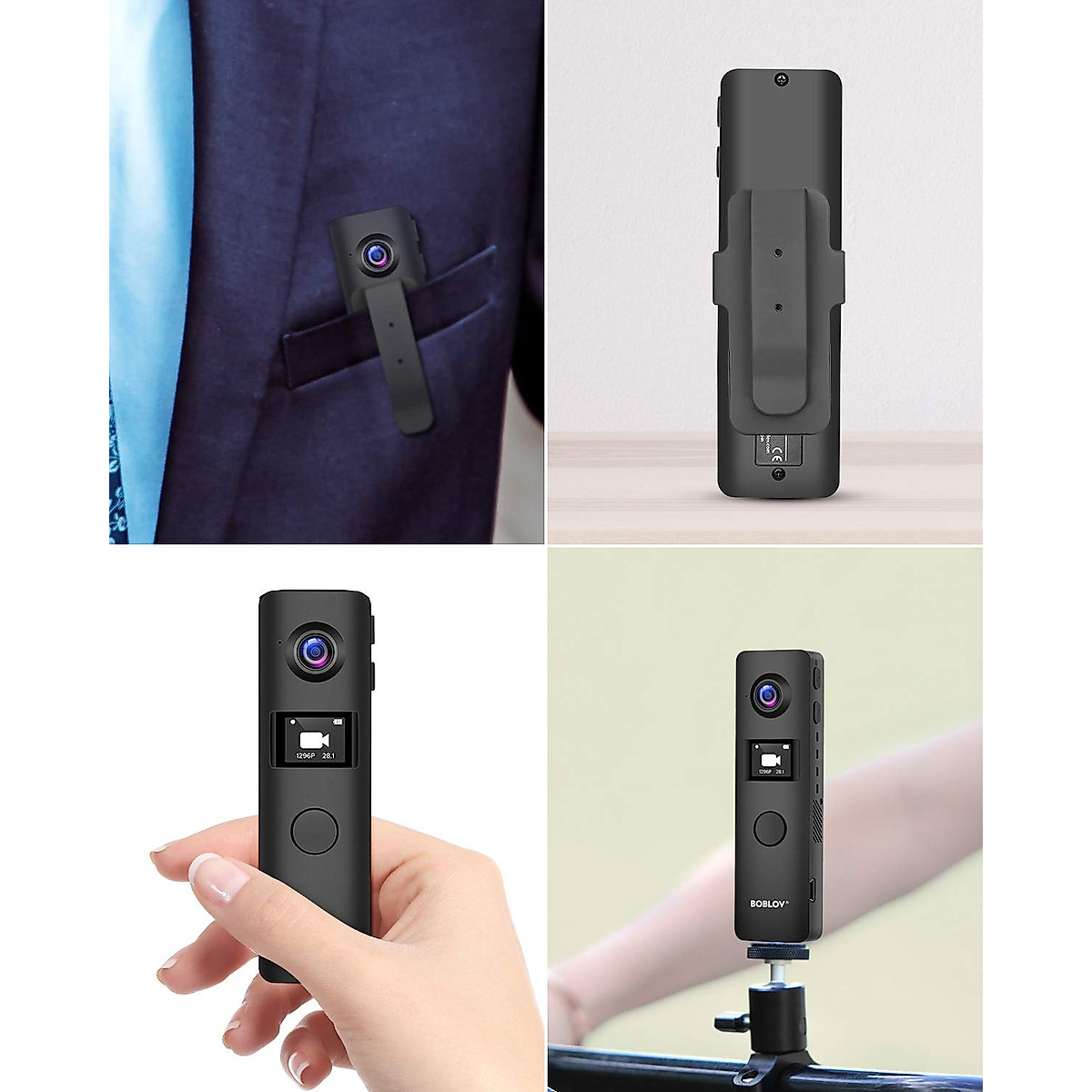 BOBLOV C18 WiFi Small Body Camera, 32GB Outdoor Body Camera, 1296P Mini Camera Body Worn Camera with OLED Screen 3.5 Hours 1080P Recording Support WiFi One Big Button for Recording