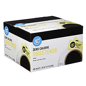 Amazon Brand - Happy Belly Zero Calorie Yellow Sucralose Sweetener Powder, 400 Packets, 14.1 ounce (Pack of 1)